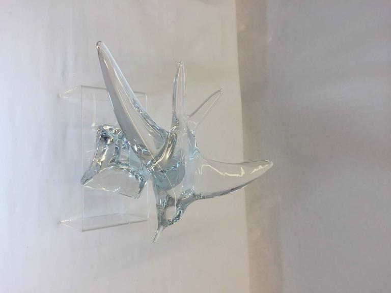 Elegant Daum Crystal Bird in Flight Sculpture For Sale at 1stdibs
