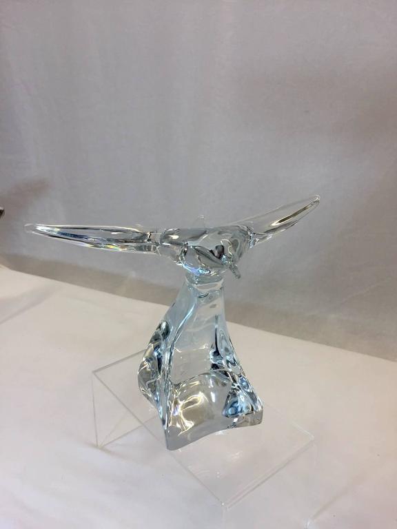 Elegant Daum Crystal Bird in Flight Sculpture For Sale at 1stdibs