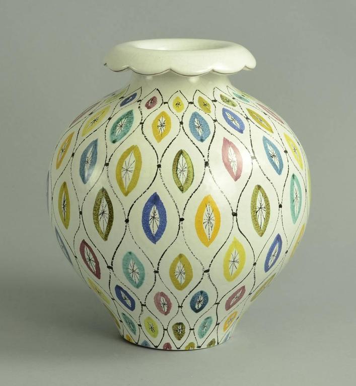 Multicolored Faience Vase by Stig Lindberg for Gustavsberg at 1stDibs