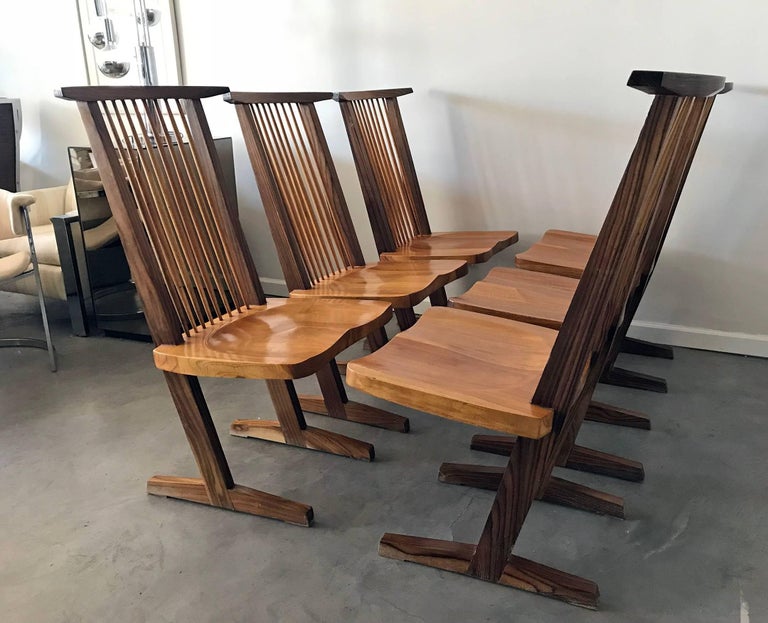 Set of Six Conoid Style Chairs in the Manner of George Nakashima at 1stDibs