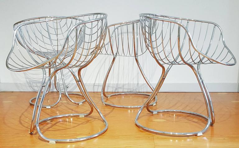 Rare Set of four "Pan Am" Chrome Chairs with Original Leather Seats at ...