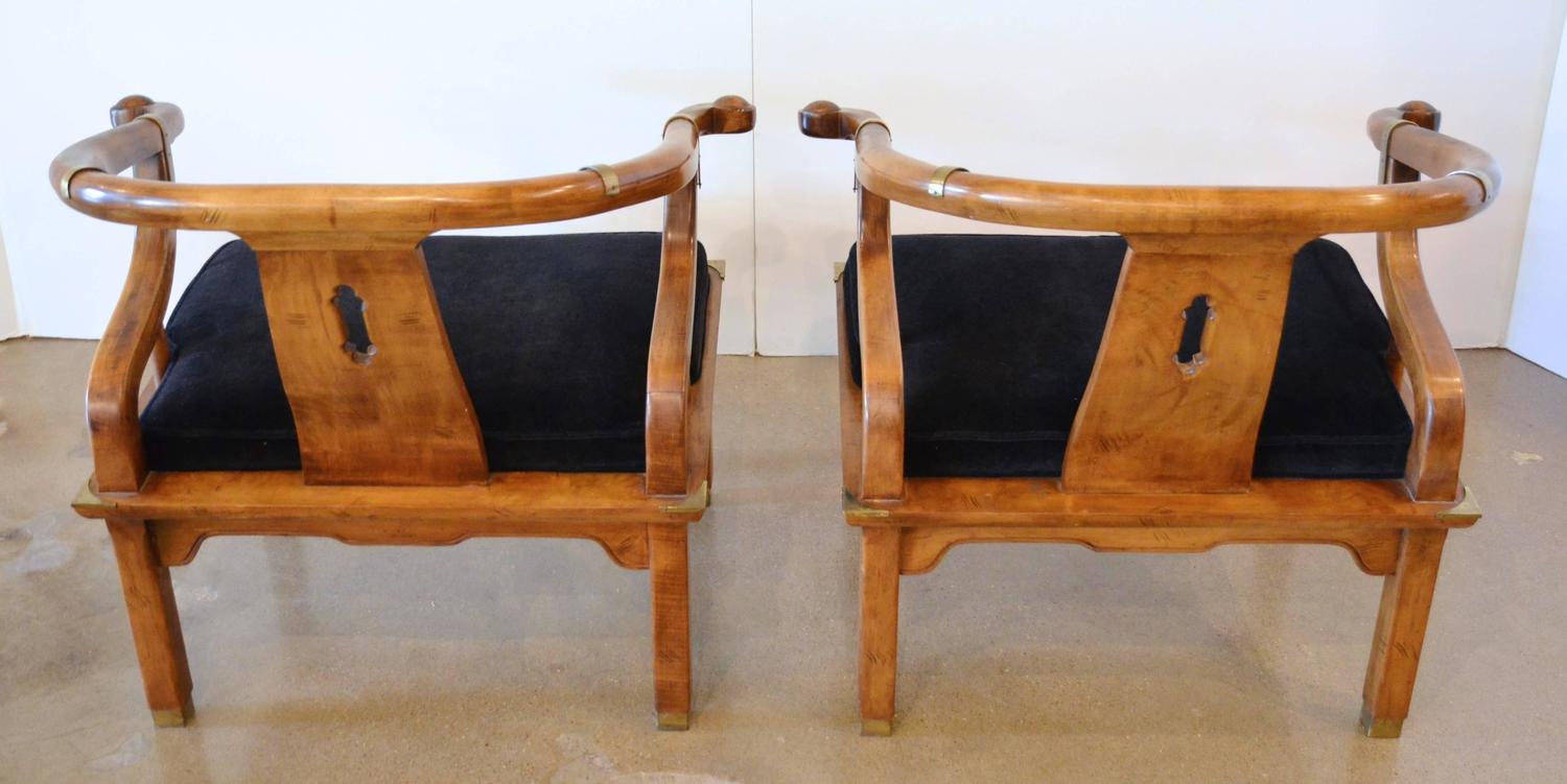 James Mont Style Chairs in Mohair, Pair For Sale at 1stdibs