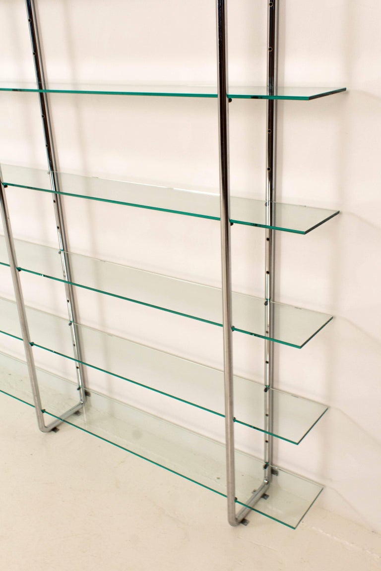 Large Chrome Tubular Steel and Glass Art Deco Shelving Unit, 1930s at ...