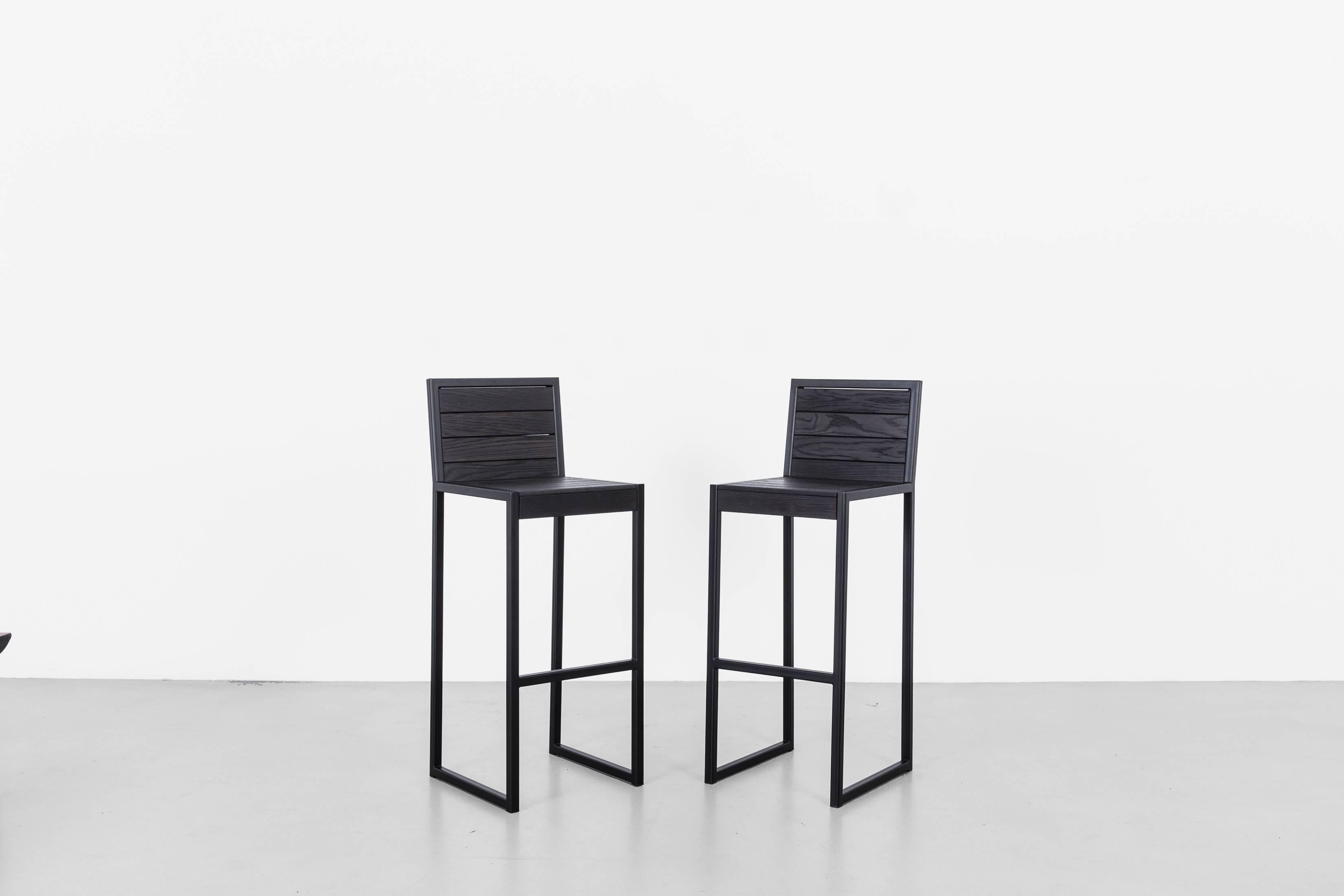 1x1 Barstool by Uhuru Design in Black Steel and Charred Oak For Sale at ...