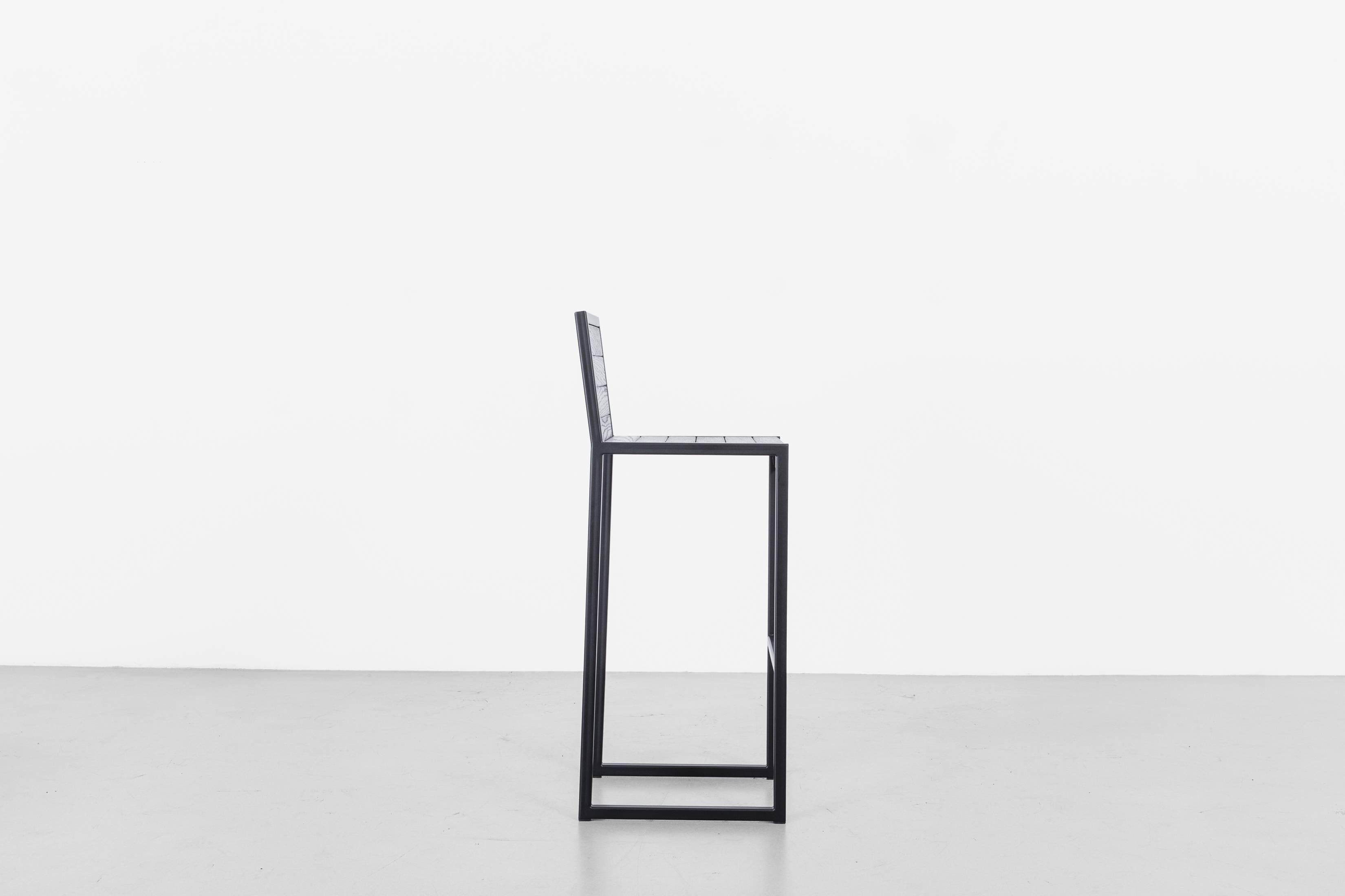 1x1 Barstool by Uhuru Design in Black Steel and Charred Oak For Sale at ...