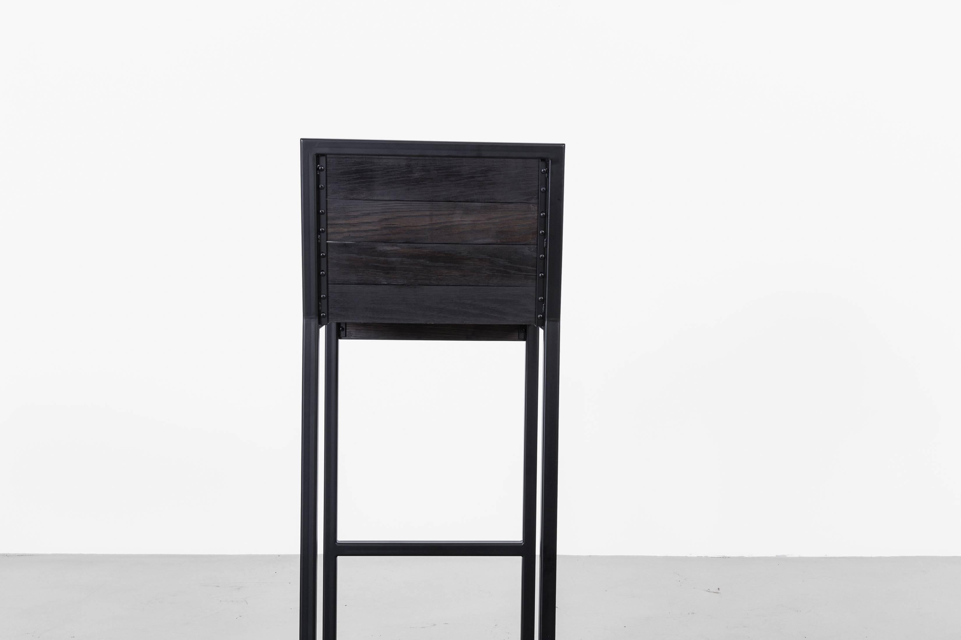 1x1 Barstool by Uhuru Design in Black Steel and Charred Oak For Sale at ...