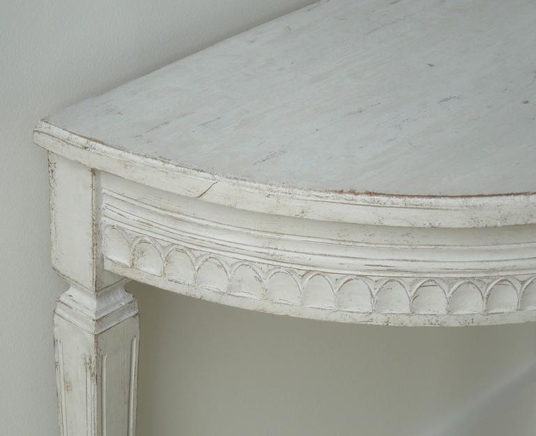 Pair of Small Swedish Gustavian Painted Demilune Tables at 1stDibs