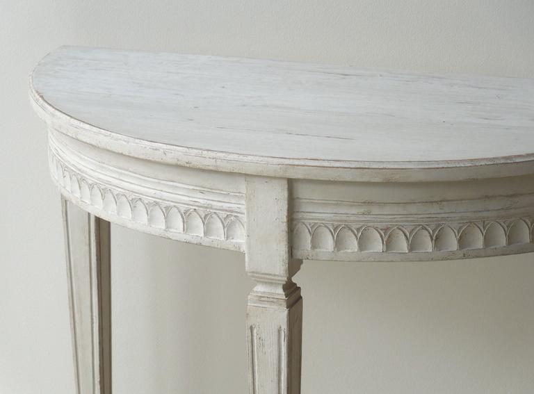 Pair of Small Swedish Gustavian Painted Demilune Tables at 1stDibs
