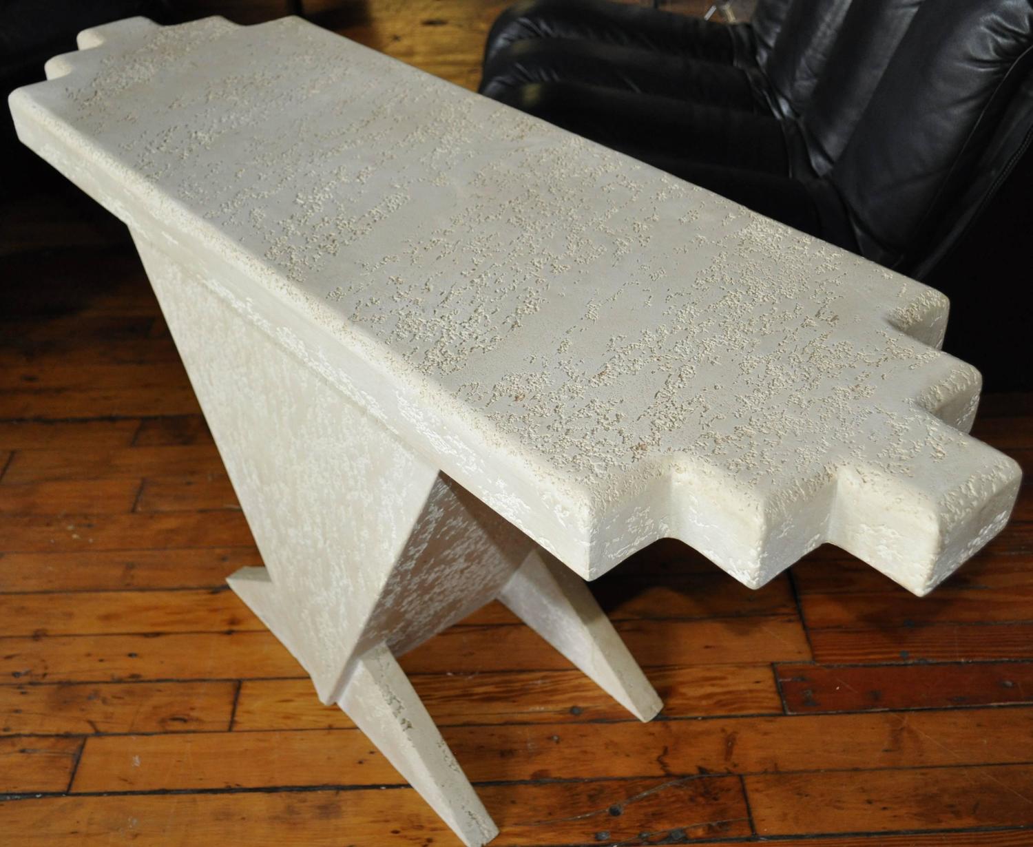Geometric Memphis Style Plaster Console Table For Sale at 1stdibs