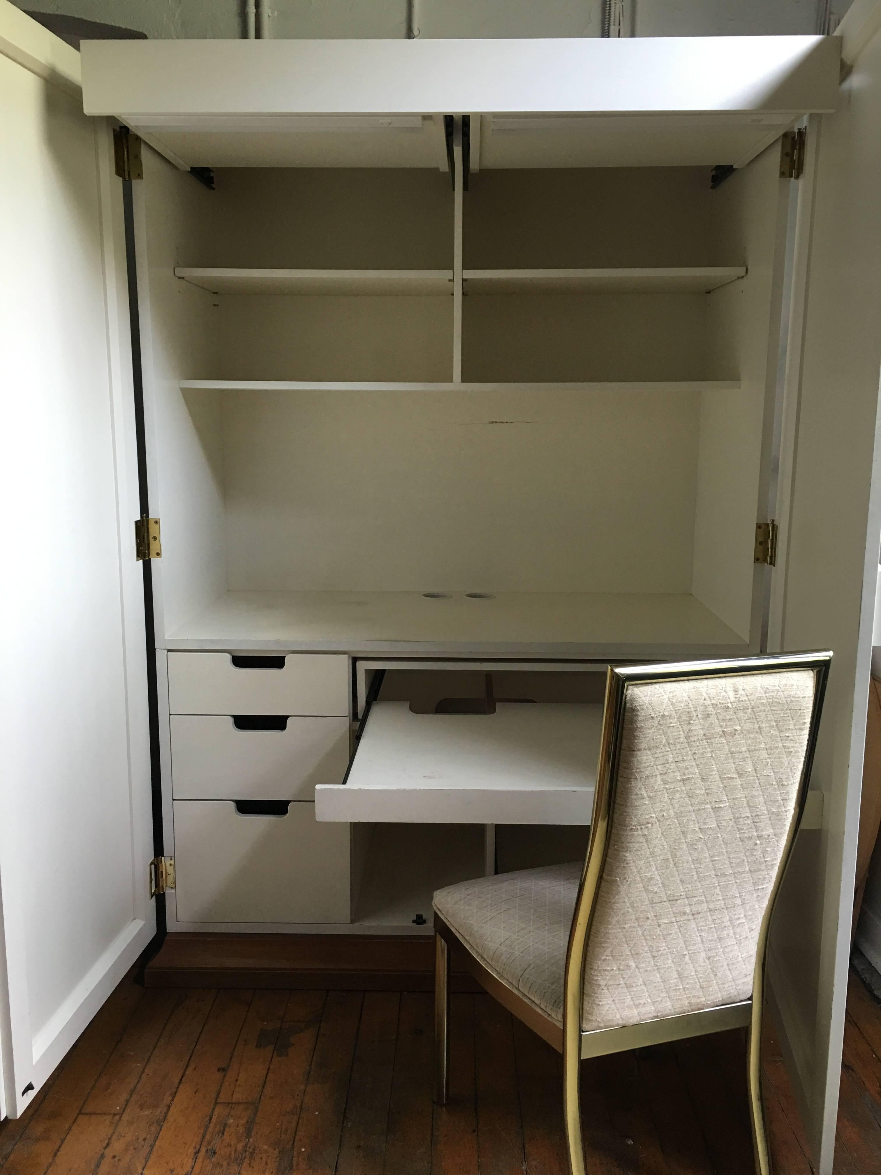 Tommi Parzinger Style Studded Armoire Secret Office Cabinet at 1stDibs