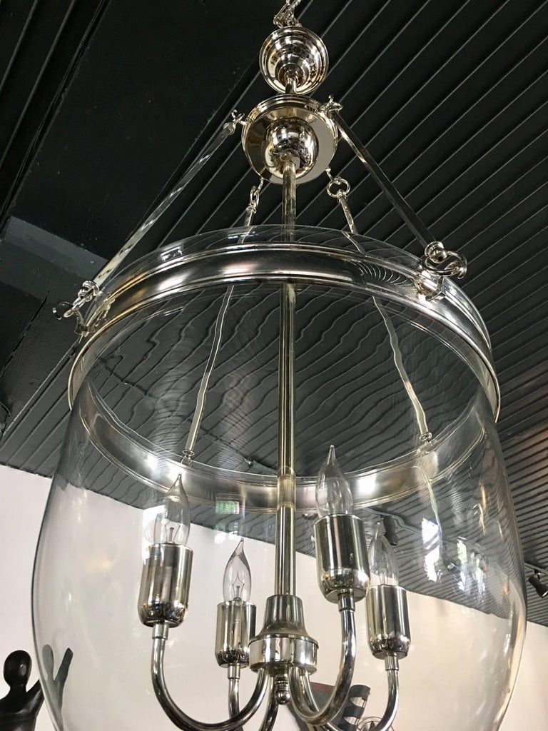 Large Glass and Chrome Bell Jar Lantern For Sale at 1stDibs