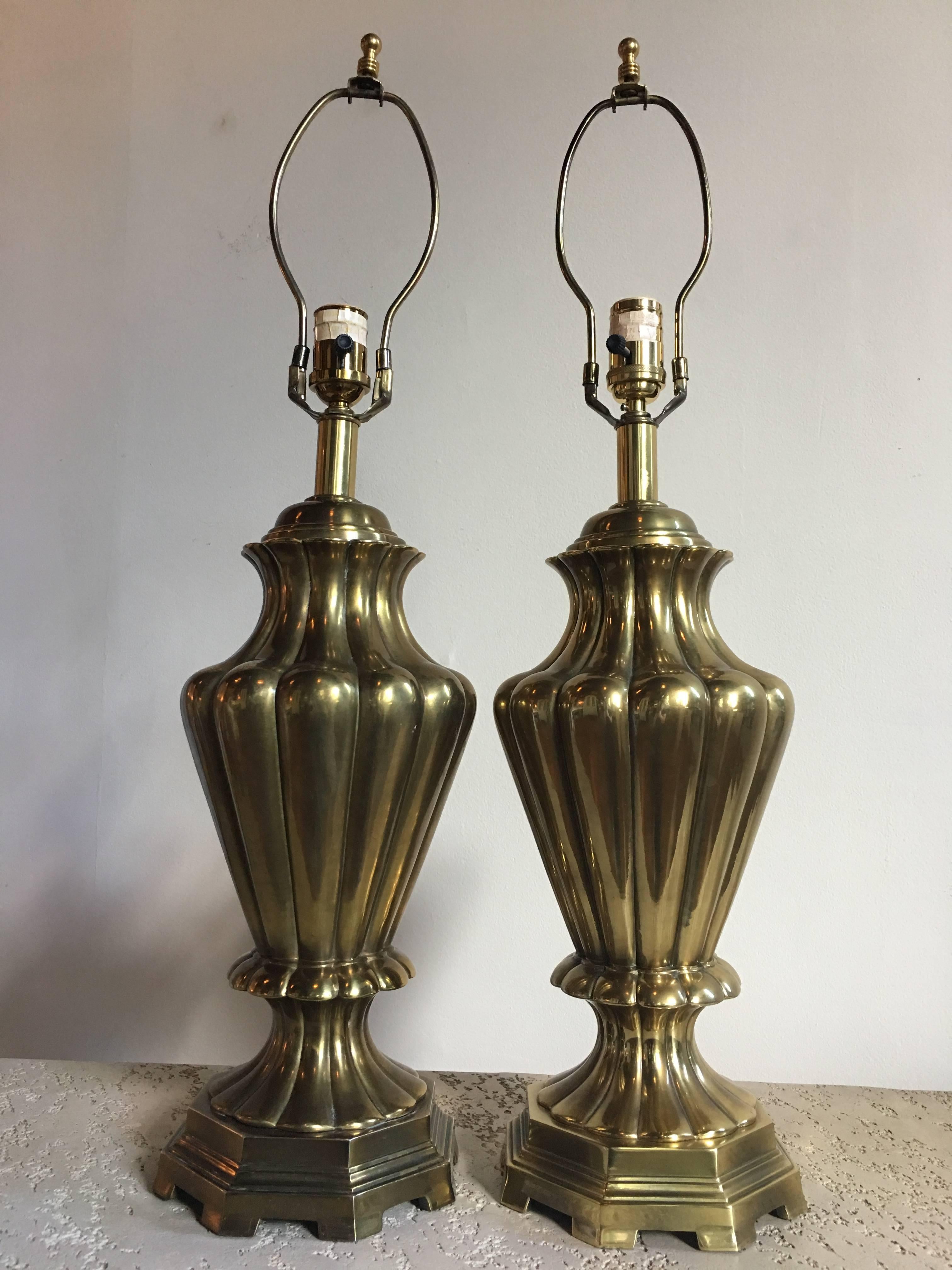 Fluted Brass Table Lamps For Sale at 1stDibs