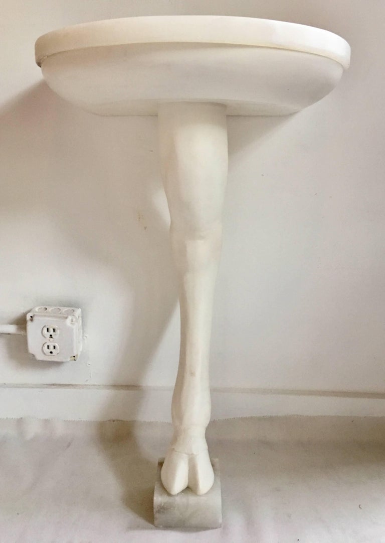 Plaster White and Marble Animal Goat Leg Demilune Table at 1stDibs ...