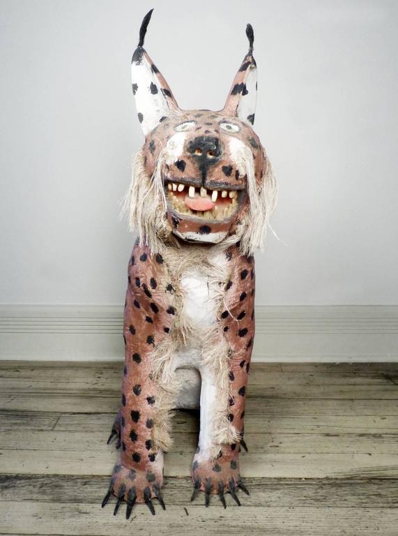 Carved Lynx by Felipe Archuleta, circa 1977 For Sale at 1stDibs