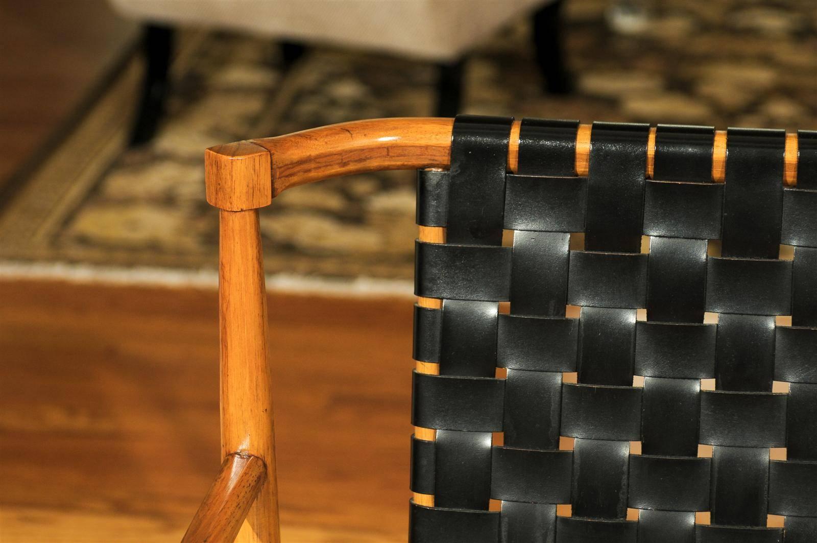 Miraculous Rare Set of 8 Leather Strap Dining Chairs by Tomlinson ...