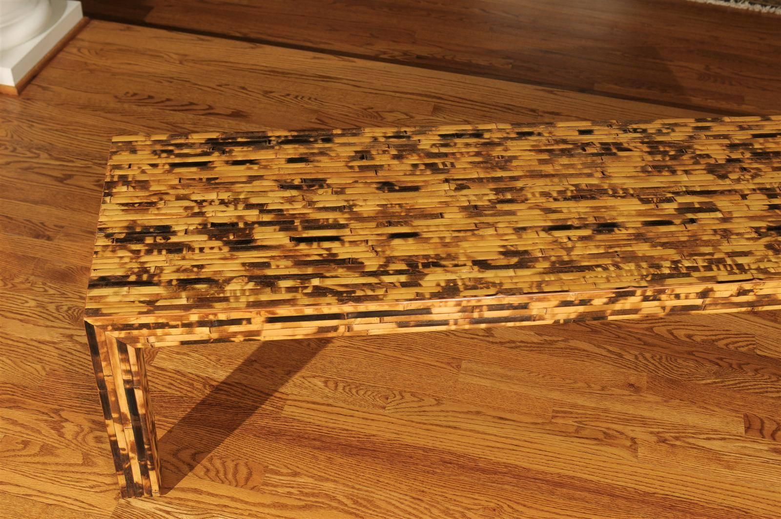 Handsome Vintage Bamboo Tortoise Shell Style Coffee Table or Bench at ...