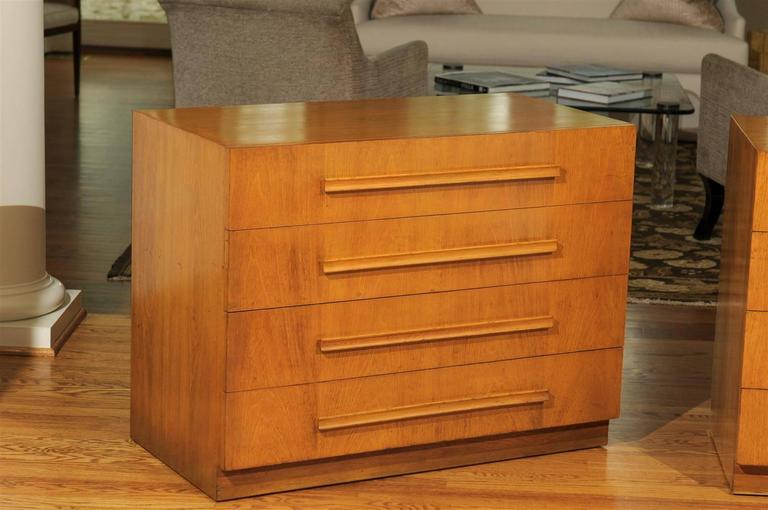 Coveted Pair of Saffron Walnut Commodes by T H Robsjohn-Gibbings, dated ...