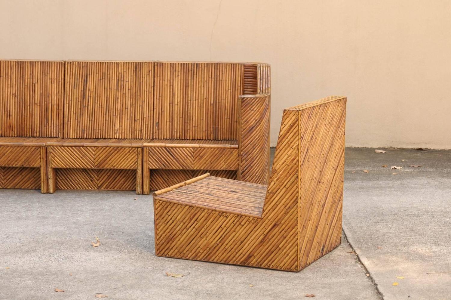 Exceptional Restored Vintage Bamboo Seven-Piece Seating Set For Sale at ...