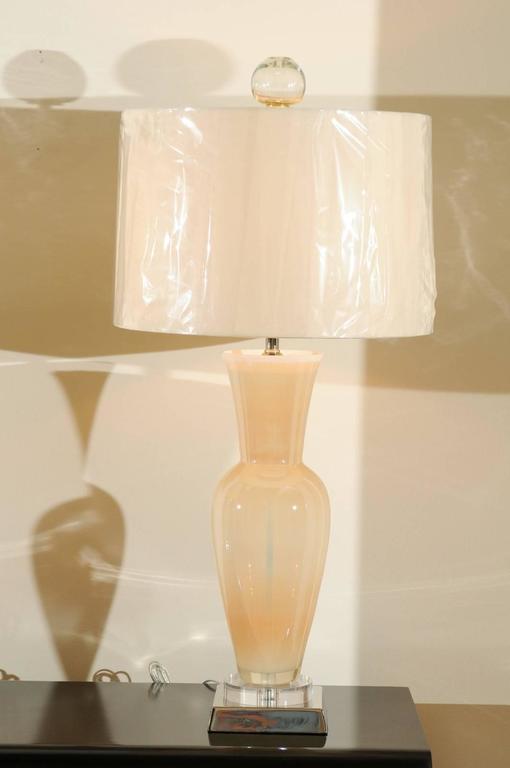 Elegant Restored Pair of Blown Murano Lamps with Custom Orb Finials ...