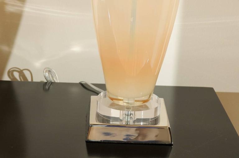 Elegant Restored Pair of Blown Murano Lamps with Custom Orb Finials ...