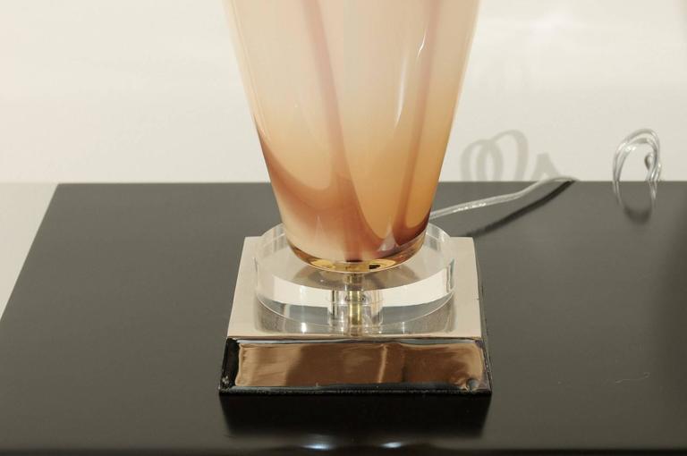 Elegant Restored Pair of Blown Murano Lamps with Custom Orb Finials ...