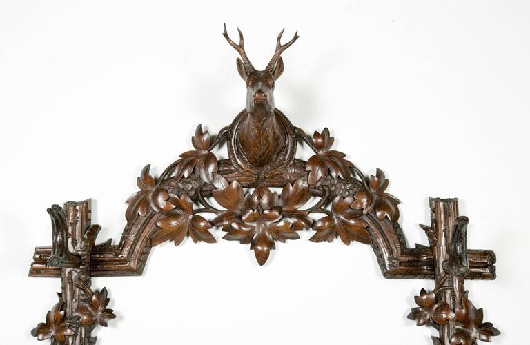 Hand-Carved Black Forest Stag Head Gun Rack at 1stDibs