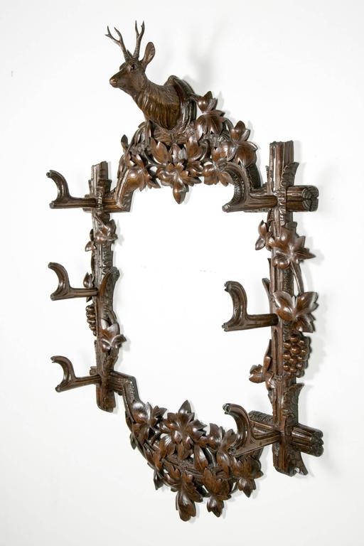 Hand-Carved Black Forest Stag Head Gun Rack at 1stDibs