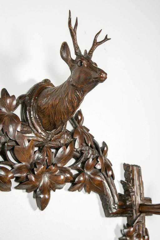 Hand-Carved Black Forest Stag Head Gun Rack at 1stDibs