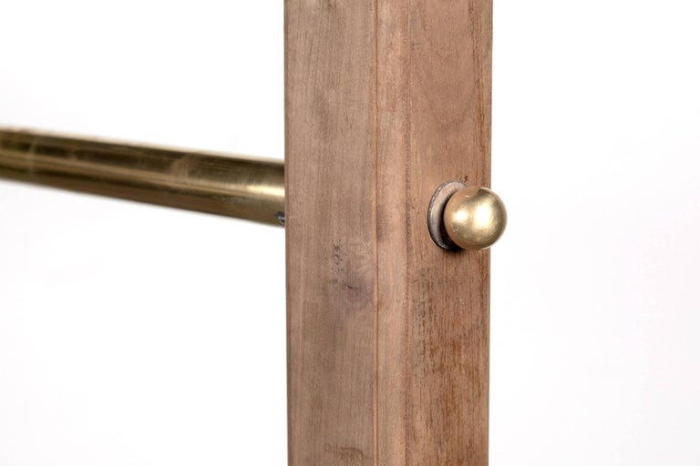 Parisian Brass and Bleached Oak Garment or Clothing Rack from Galeries ...