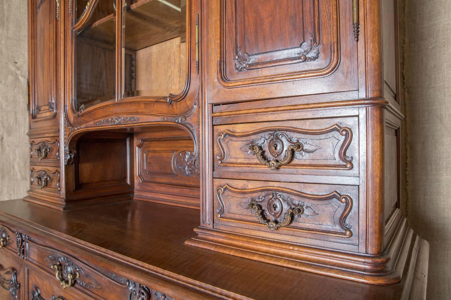 Grand French Louis XV Style Rococo Revival Buffet Deux Corps at 1stDibs