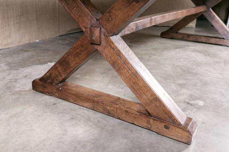 Large Early 19th Century Rustic X-Base Trestle Table at 1stDibs