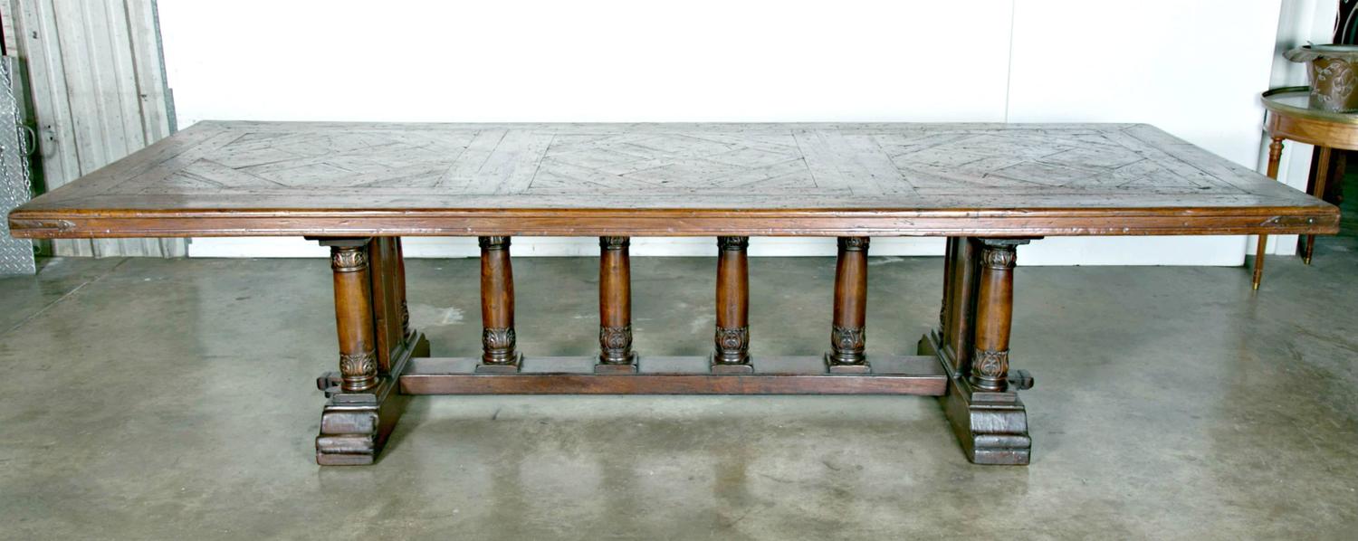 Monumental French 18th Century Baluster Leg Chateau Trestle Table at ...