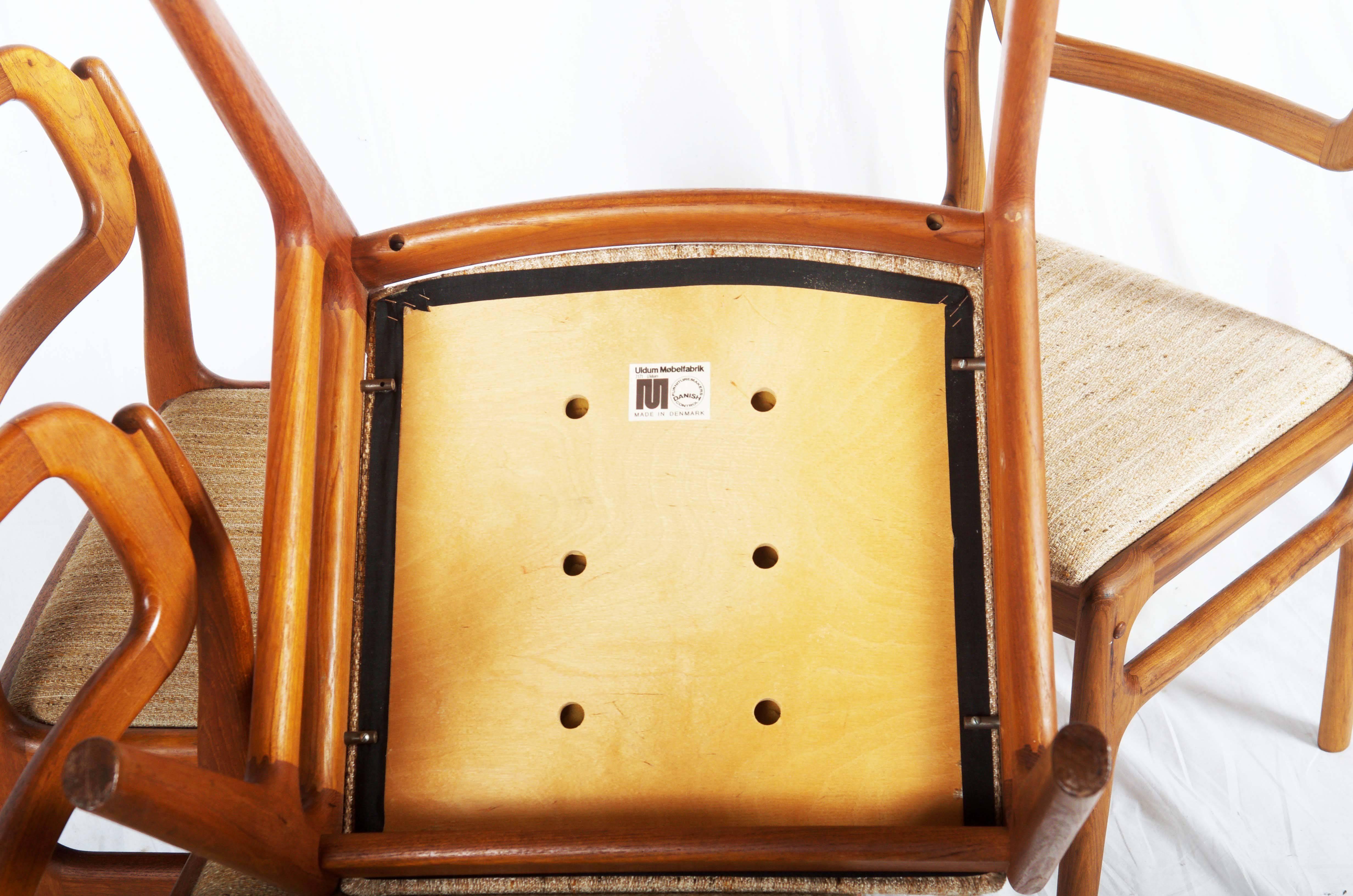 Set of Four Danish Teak Chairs by Uldum Møbelfabrik at 1stDibs | uldum ...