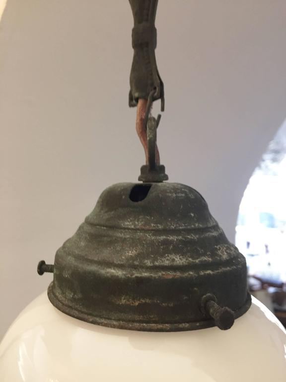 Art Nouveau Pendant with Opaline Glass Shade Peter Behrens Style at 1stDibs