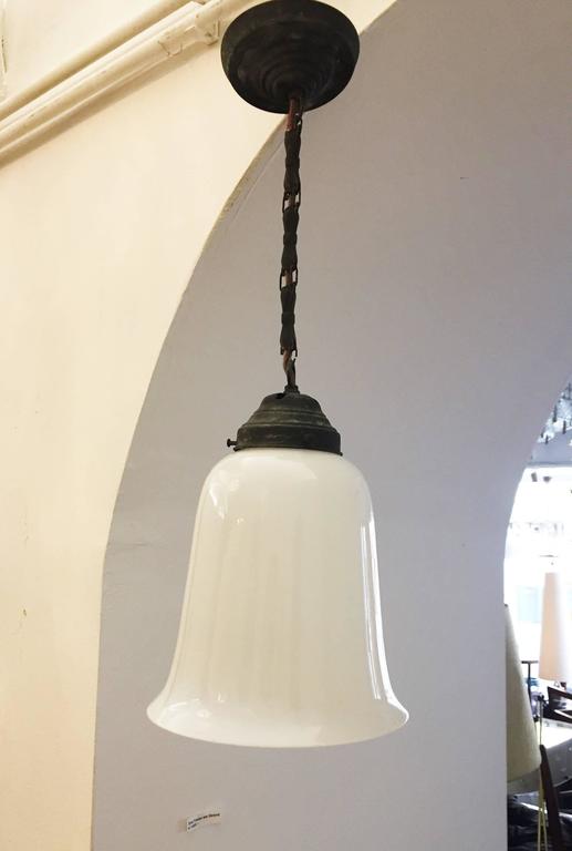 Art Nouveau Pendant with Opaline Glass Shade Peter Behrens Style at 1stDibs