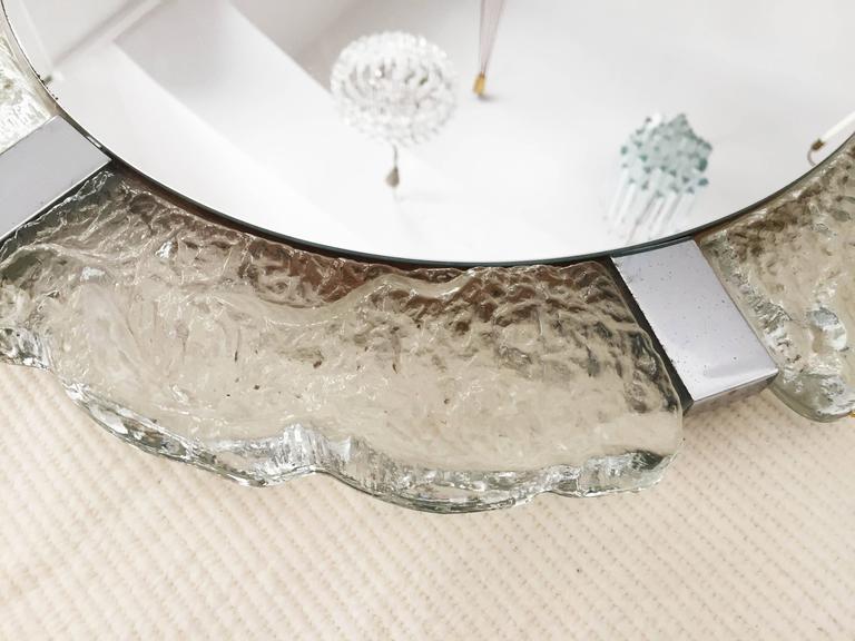 Kalmar Ice Glass Round Mirror For Sale at 1stDibs | round mirror glass