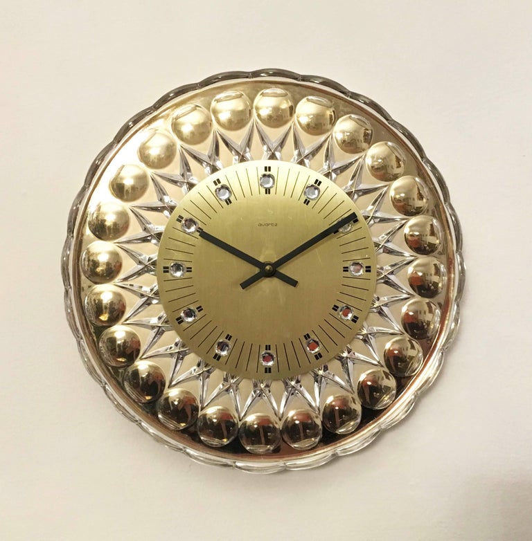 Glass Crystal Wall Clock at 1stDibs
