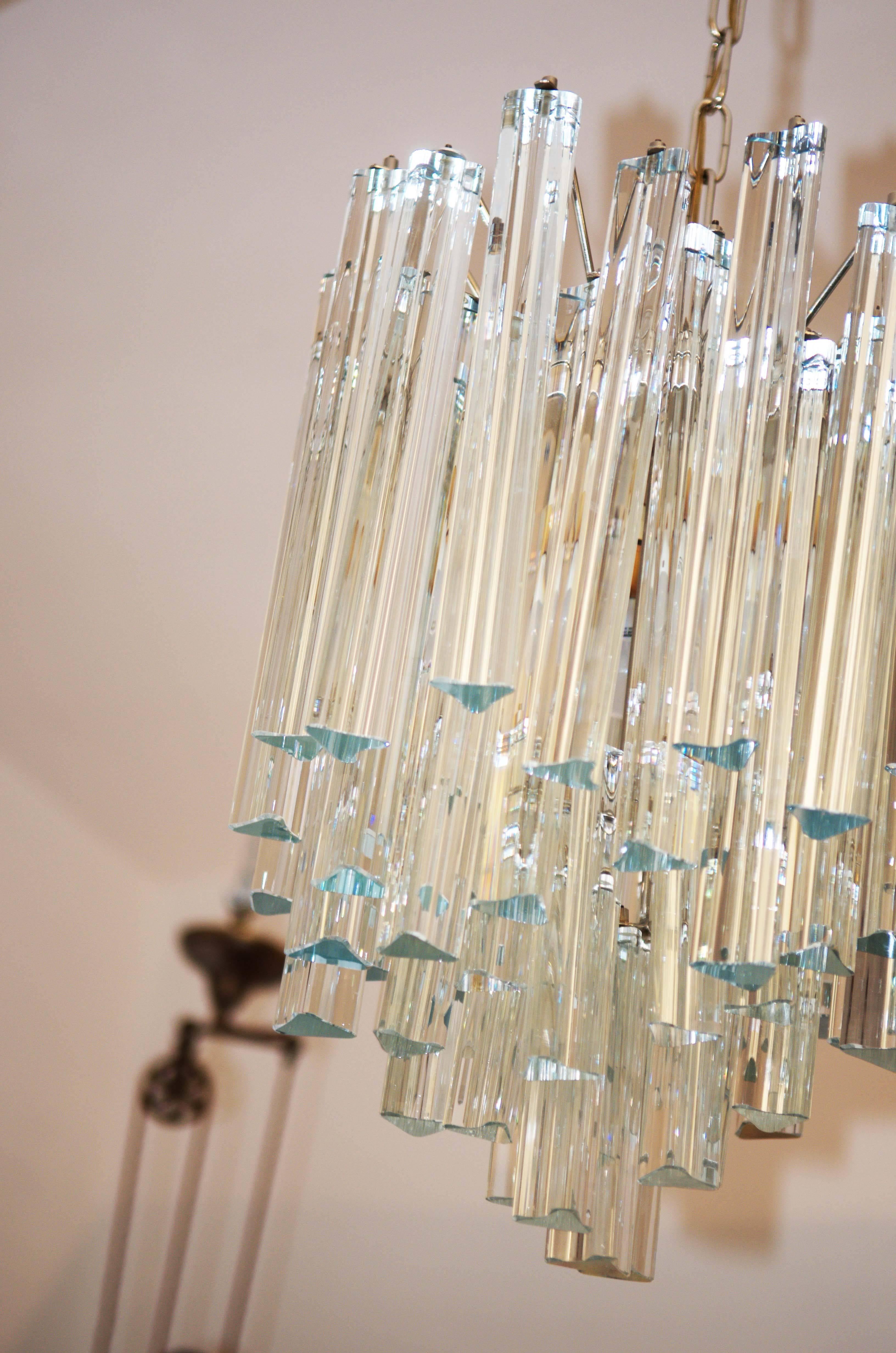 Lead Crystal Triangular Prisms Chandelier Attributed To Venini at ...