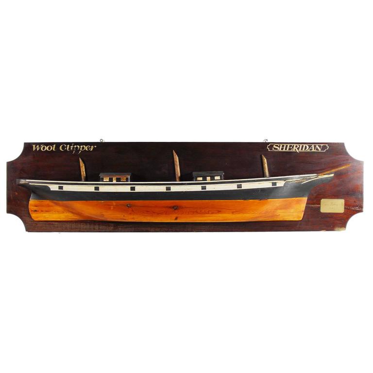 19th Century English Half Hull Wood Model of the Wool Clipper Ship ...