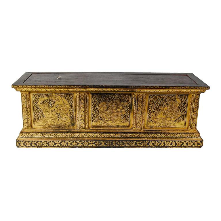 Antique Thai Gilt Decorated Manuscript Box at 1stDibs