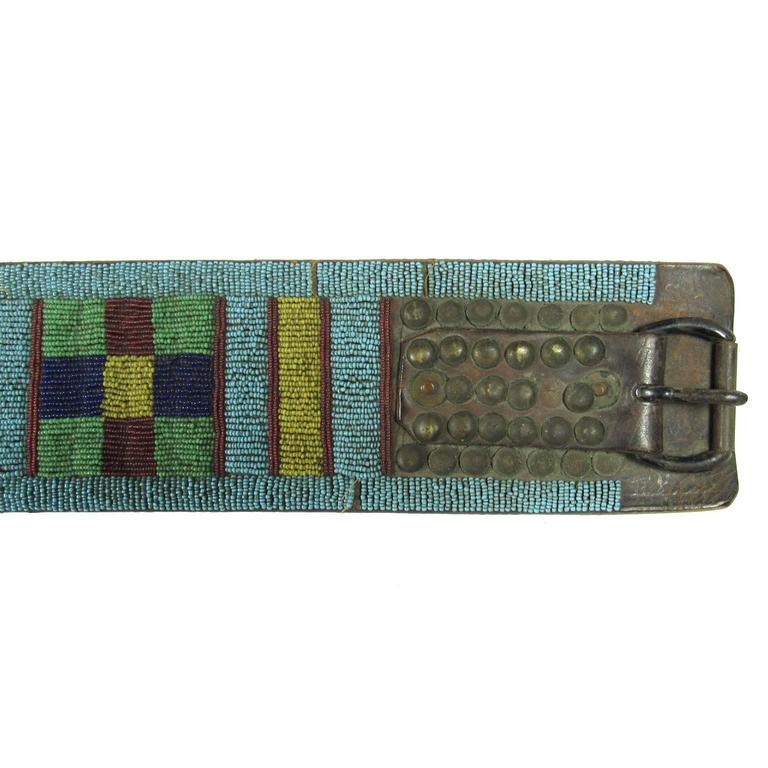 Mid-19th Century Native American Crow Beaded Leather Belt at 1stDibs