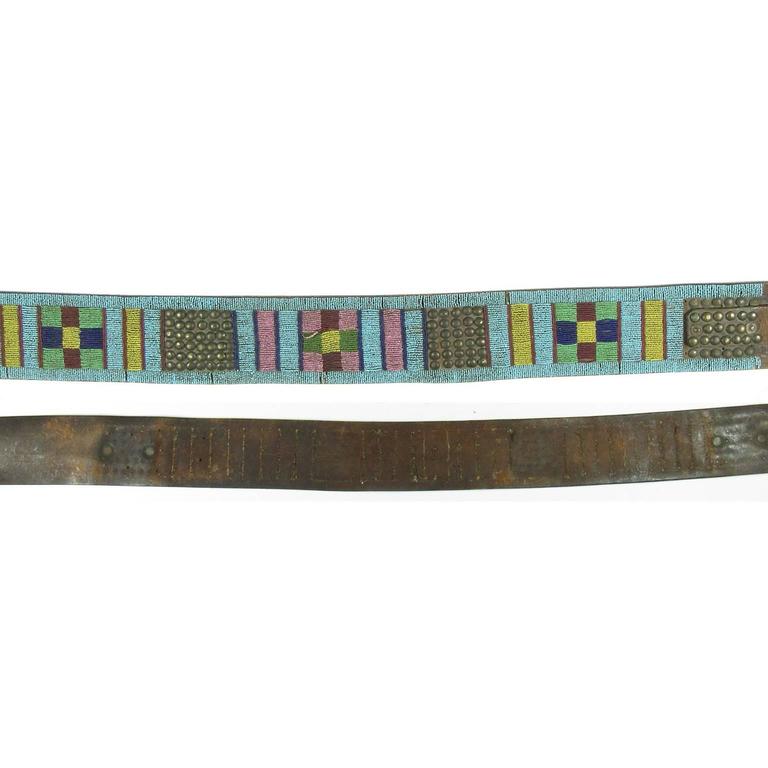 Mid-19th Century Native American Crow Beaded Leather Belt at 1stDibs