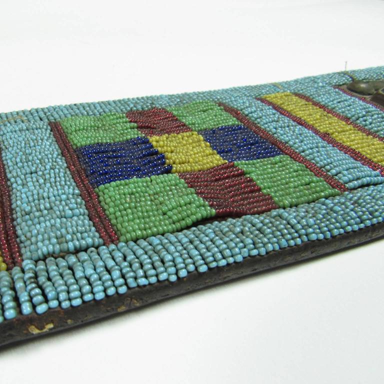 Mid-19th Century Native American Crow Beaded Leather Belt at 1stDibs