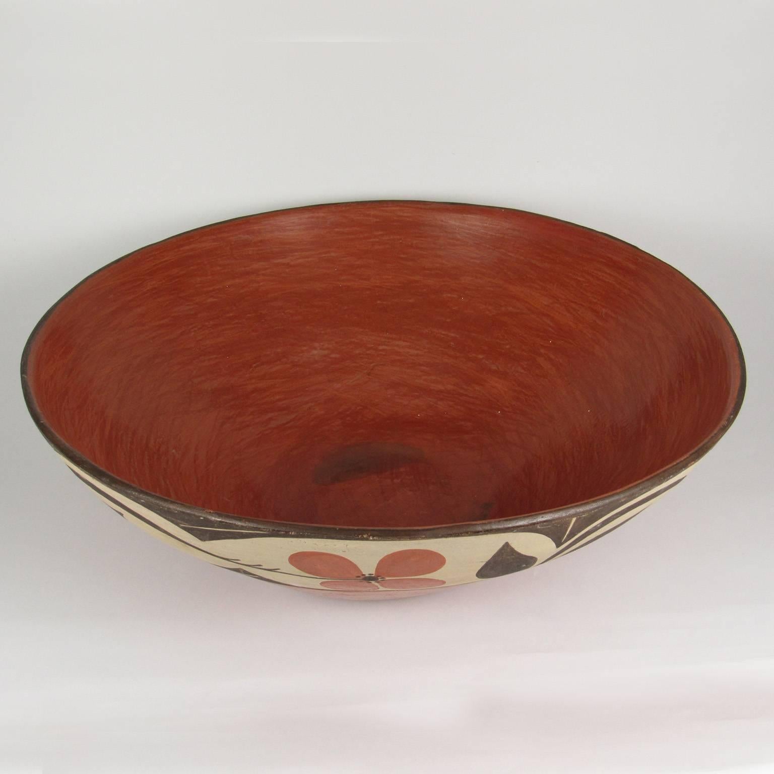 Rare Large Antique Native American Zia Pueblo Terracotta Dough Bowl For ...