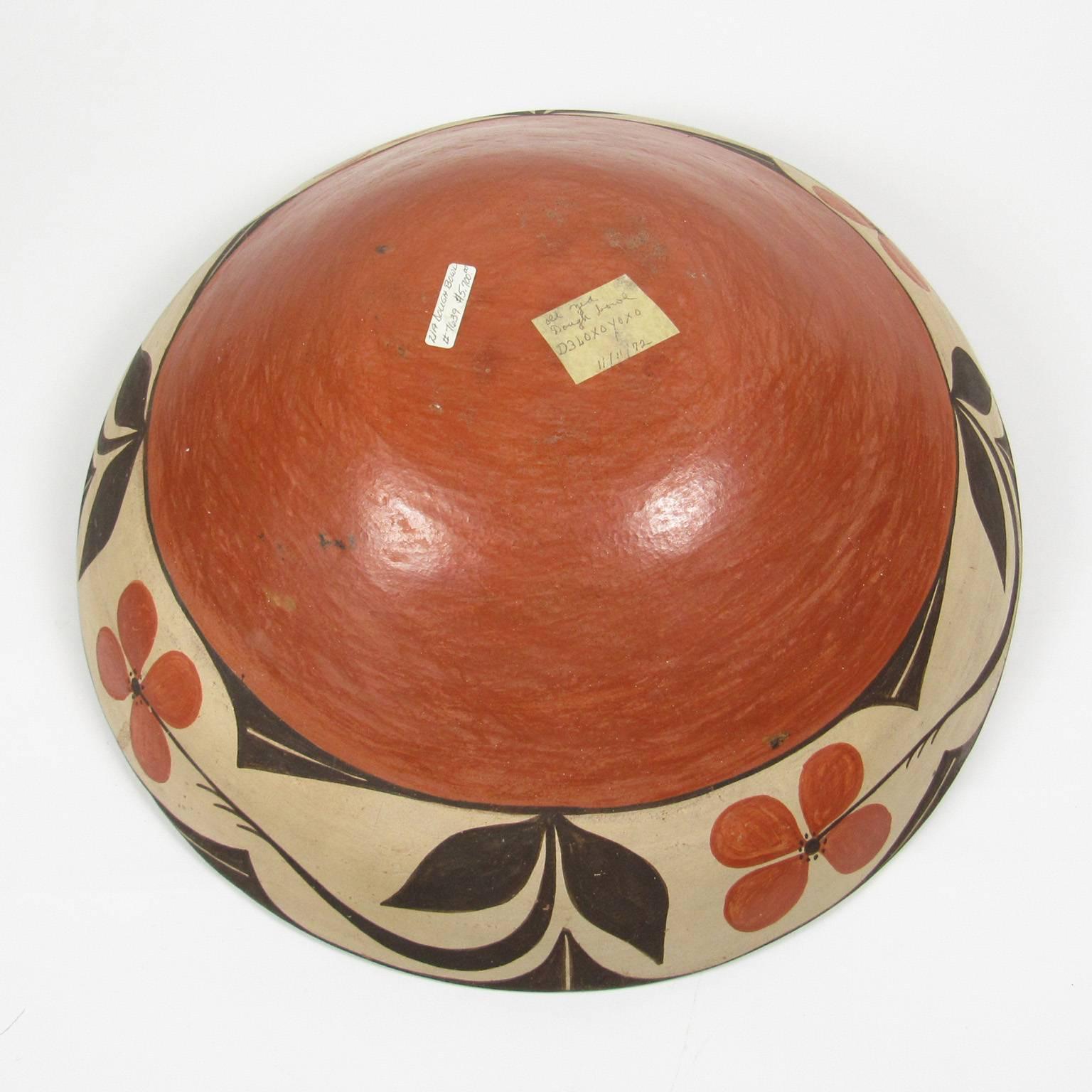 Rare Large Antique Native American Zia Pueblo Terracotta Dough Bowl For ...