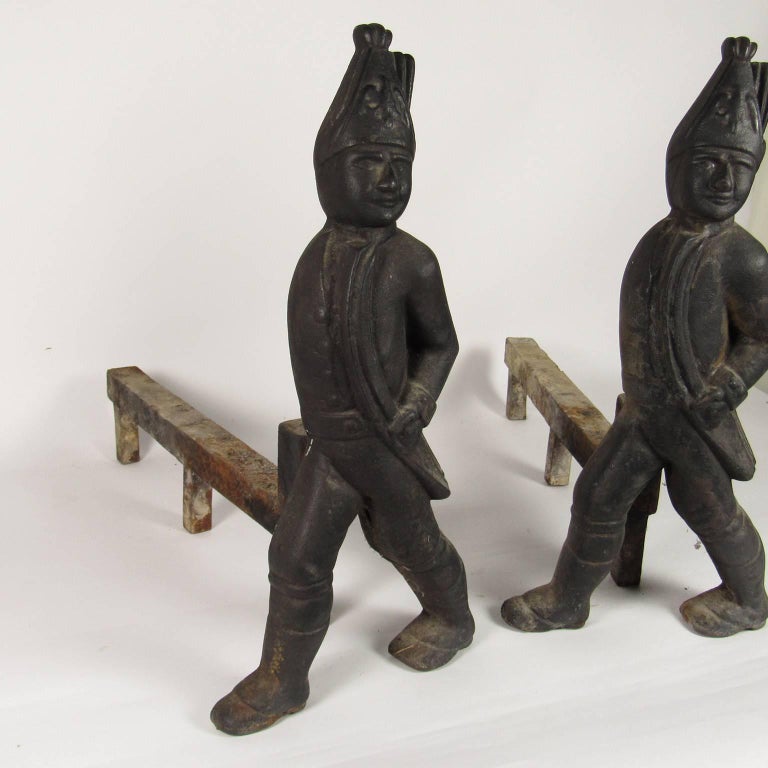 Pair of 19th Century Hessian Soldier Form Cast Iron Andirons For Sale ...