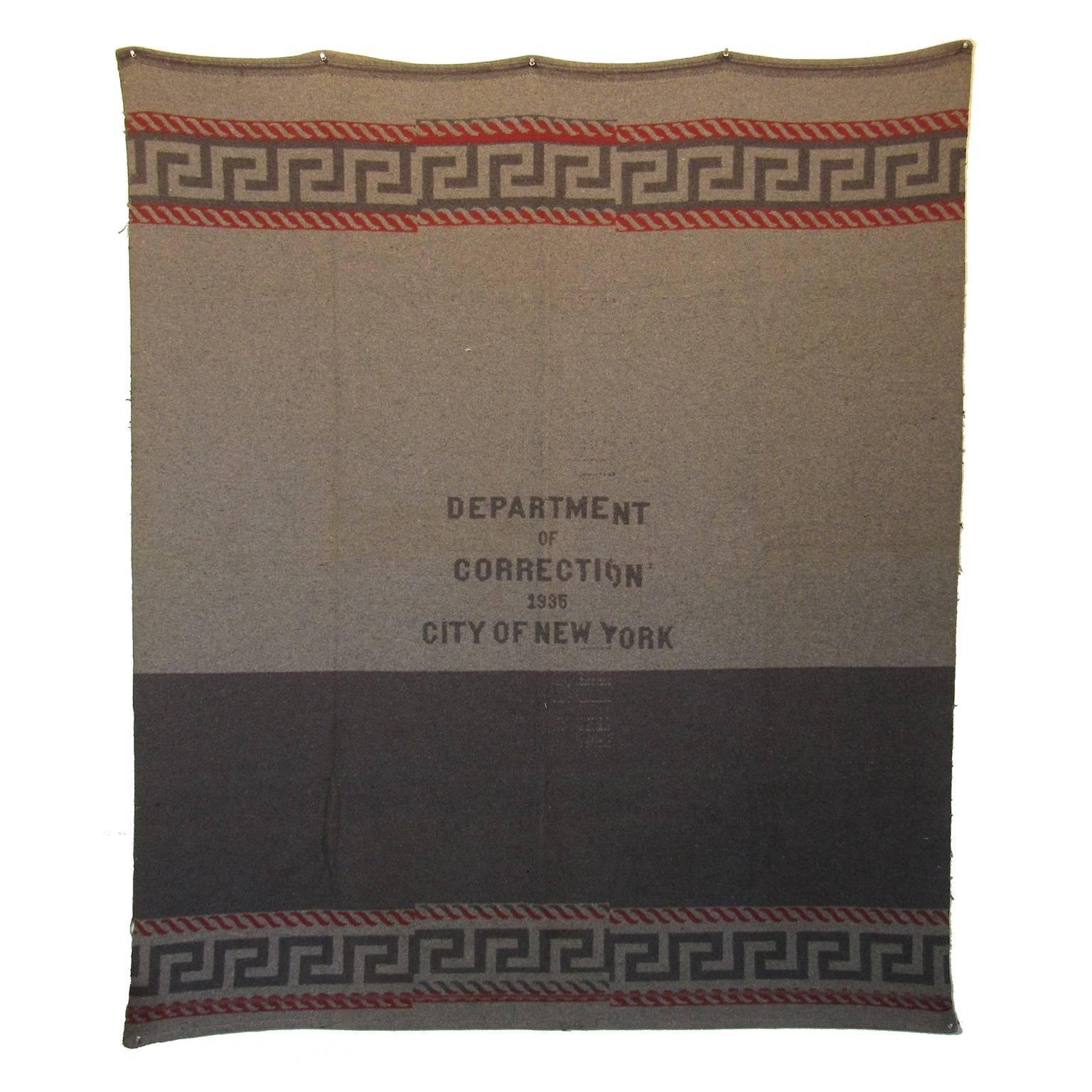 Vintage New York City Department of Corrections Wool Blanket at 1stDibs