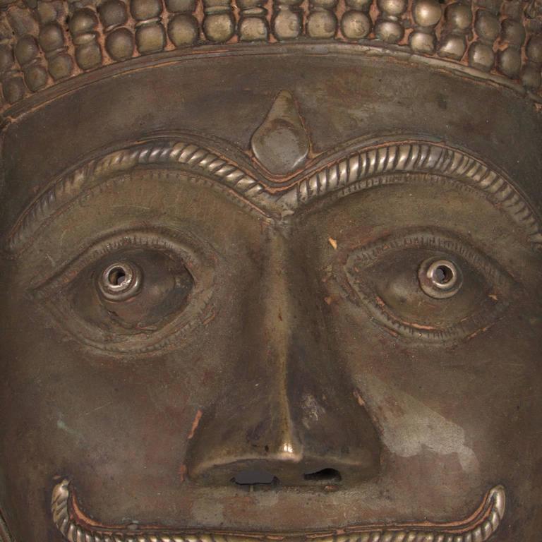 19th Century Indian Bronze Tiger Mask For Sale at 1stDibs