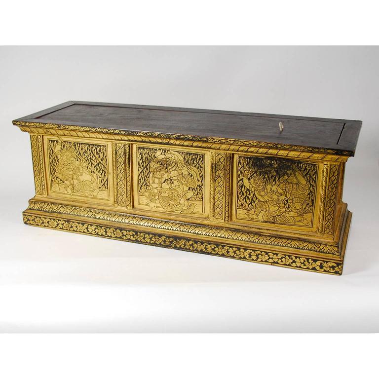 Antique Thai Gilt Decorated Manuscript Box at 1stDibs