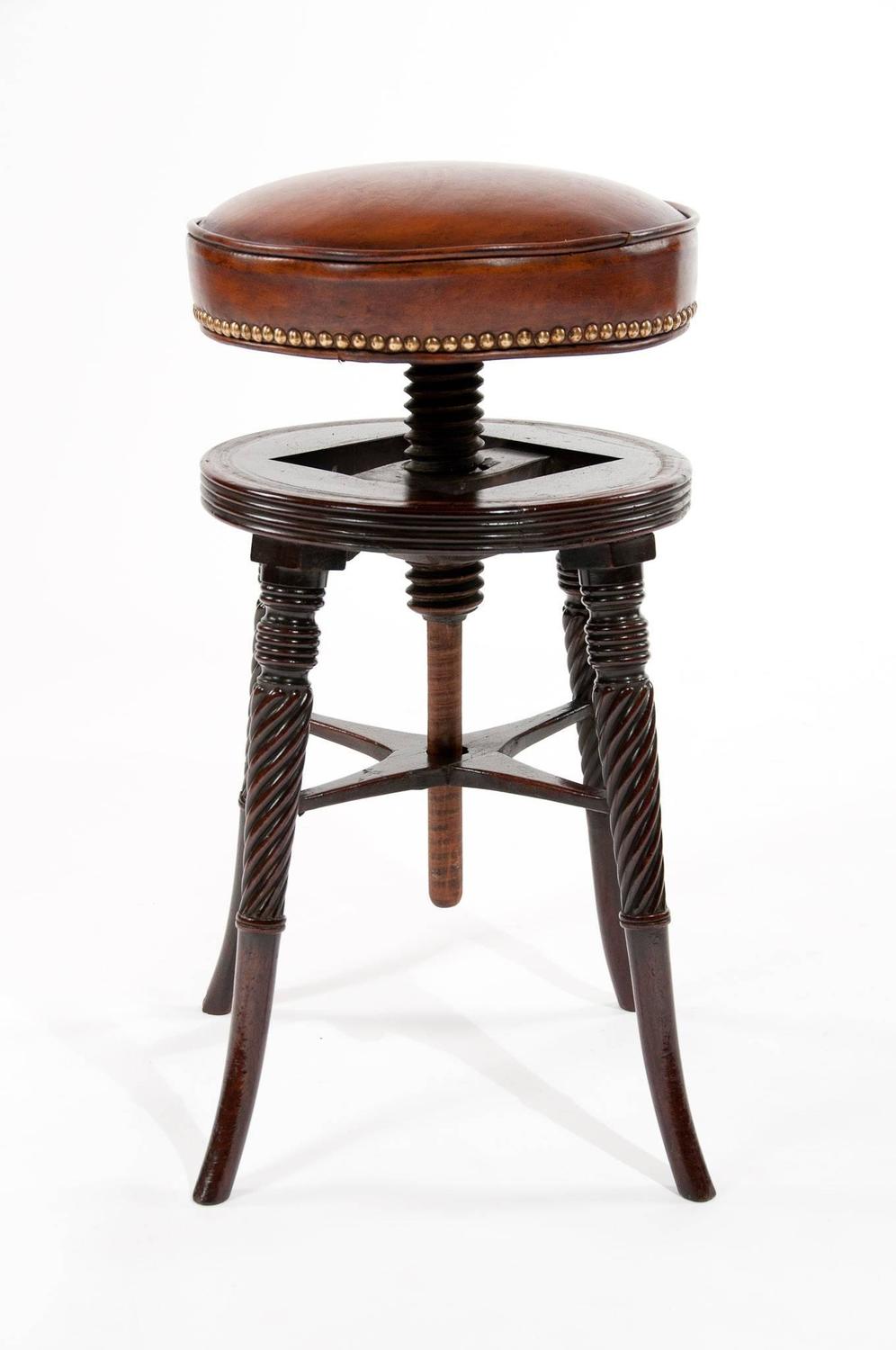 Regency Mahogany Adjustable Piano Stool at 1stdibs